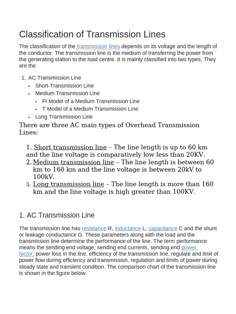Classification of Transmission Lines | PDF | Electric Power ...