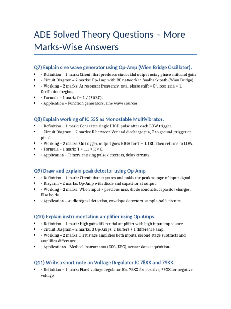 ADE More Solved Theory Question | PDF