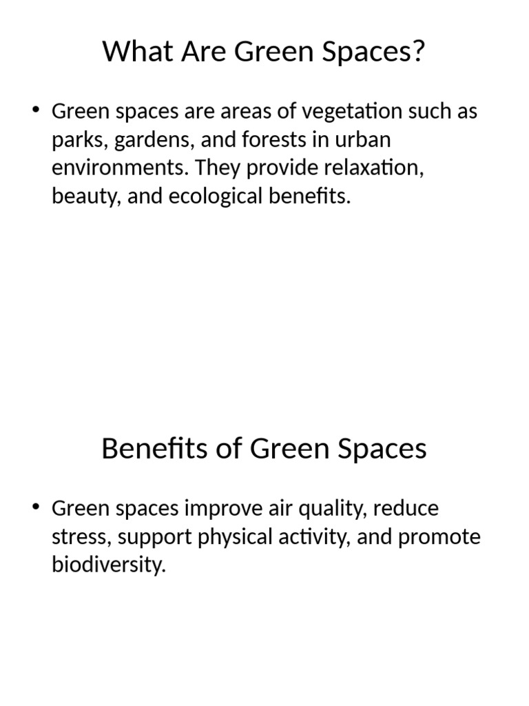 Benefits and Challenges of Urban Green Spaces | PDF