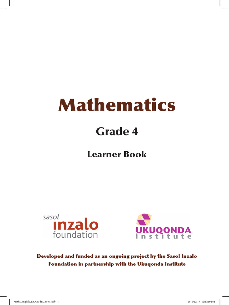 Grade 4 Mathematics Learner Book | PDF | Multiplication | Numbers