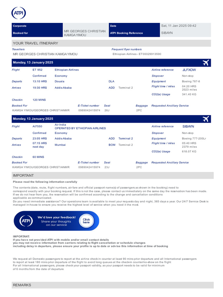 Atpi Itinerary Sibayn Lead MR Georges Christian Kamga Yimou 13-Jan-25 ...
