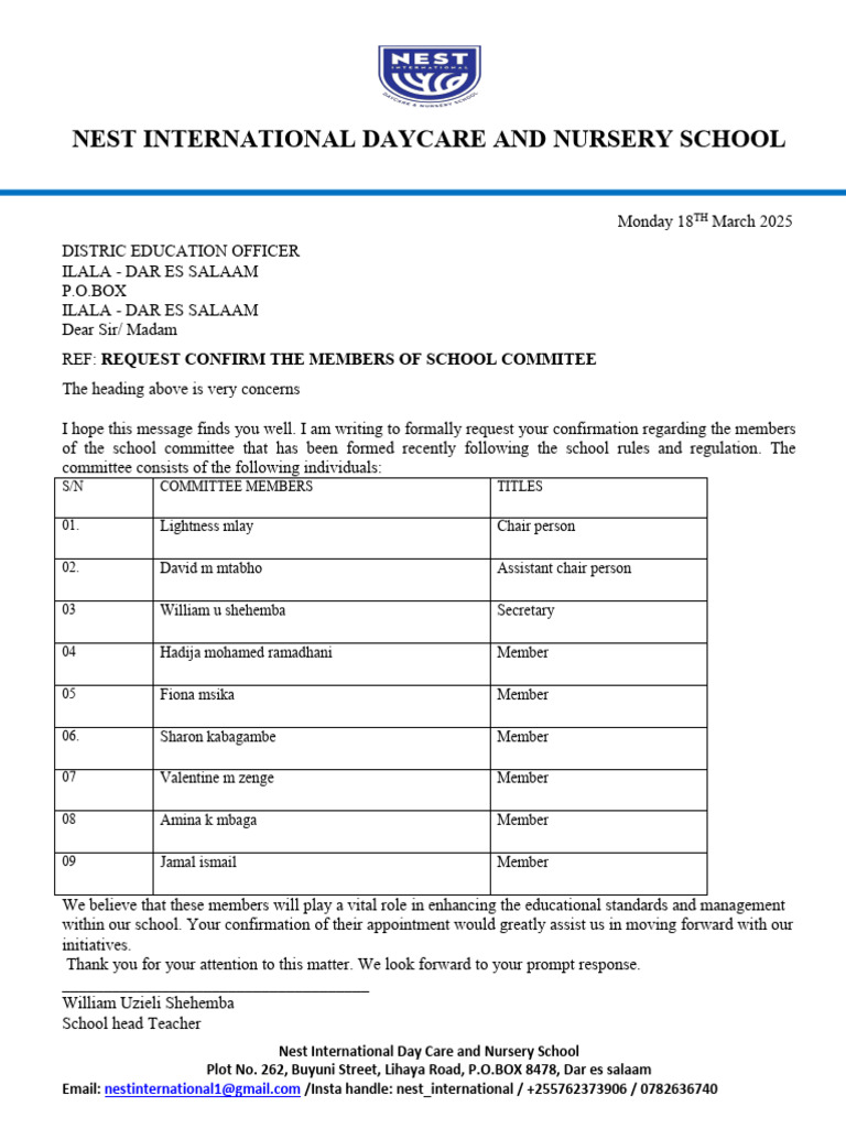 Conformation of School Committee Members | PDF