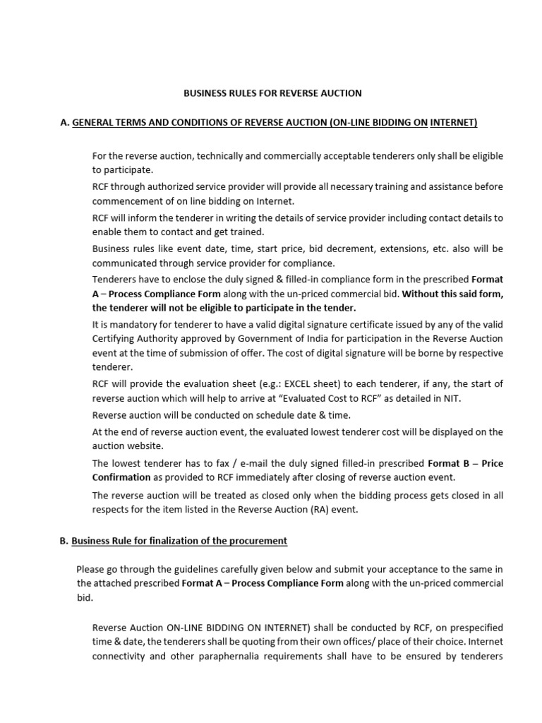 Business Rules Document RCF | PDF | Auction