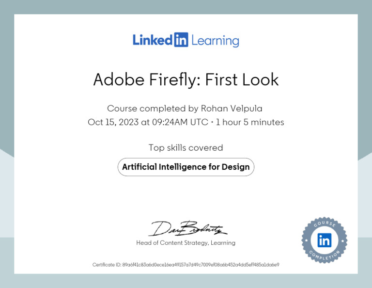 CertificateOfCompletion - Adobe Firefly First Look | PDF