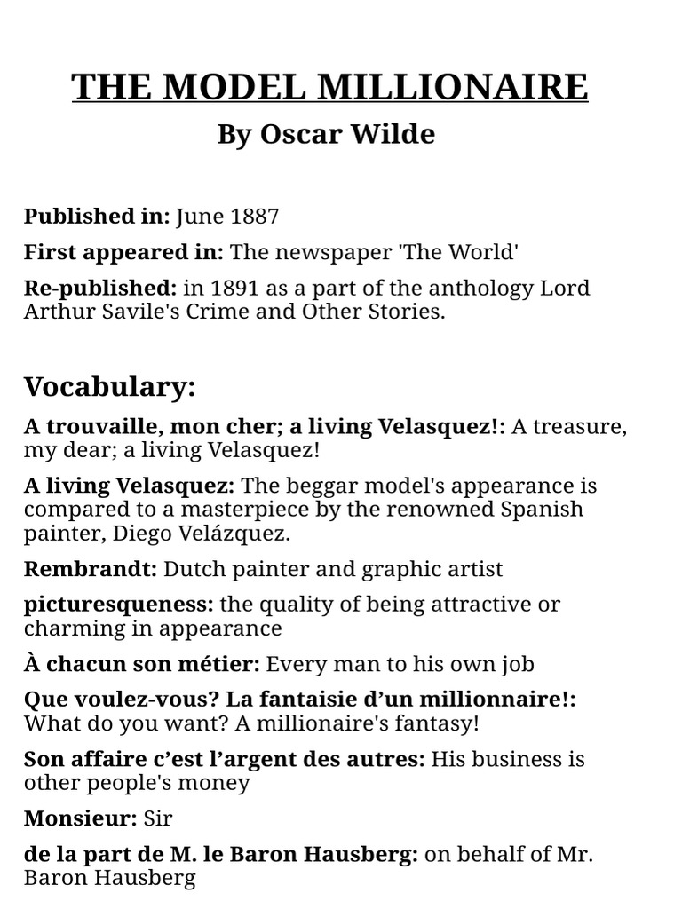 The Model Millionaire Wbchse | PDF