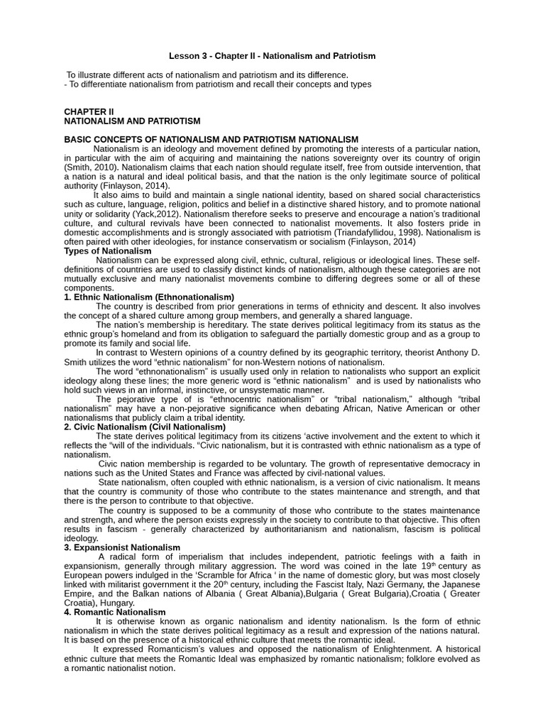 CFLM 1 - Lesson 3 (Chapter 2) | PDF | Nationalism | Patriotism