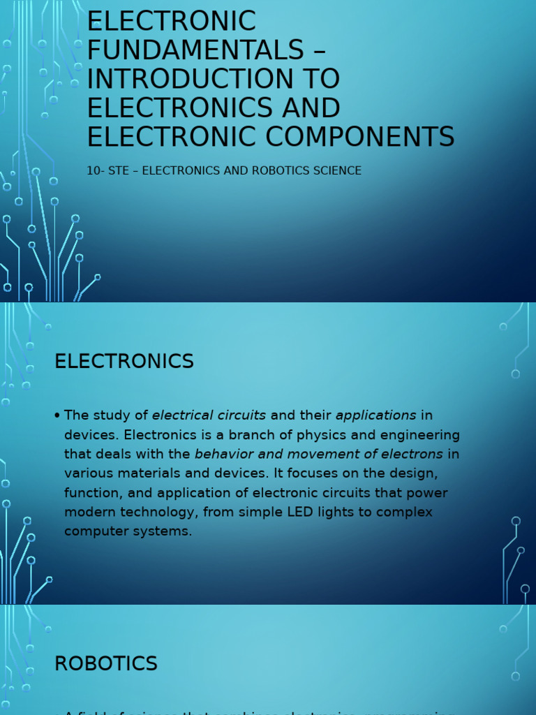Electronic Fundamentals – Introduction to electronics and electronic components Lesson 1.0 | PDF ...