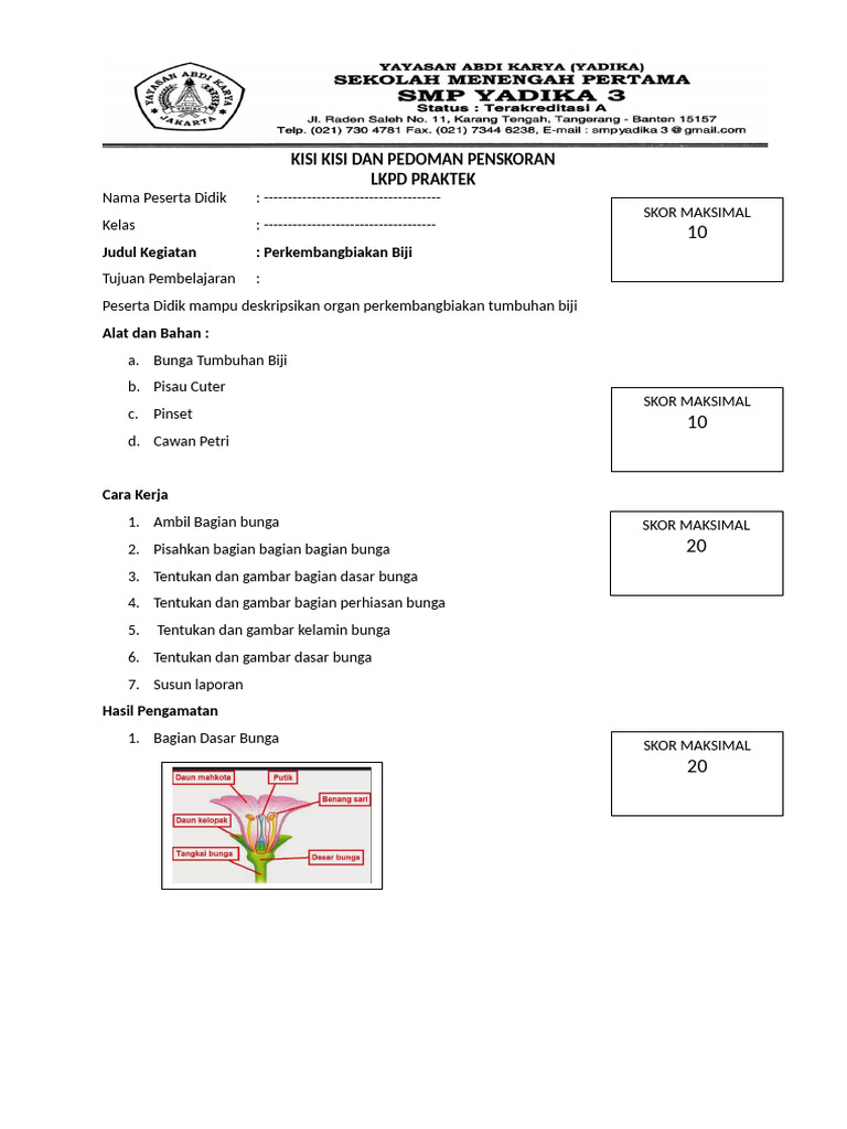 Perkembangbiakan Biji LKPD | PDF