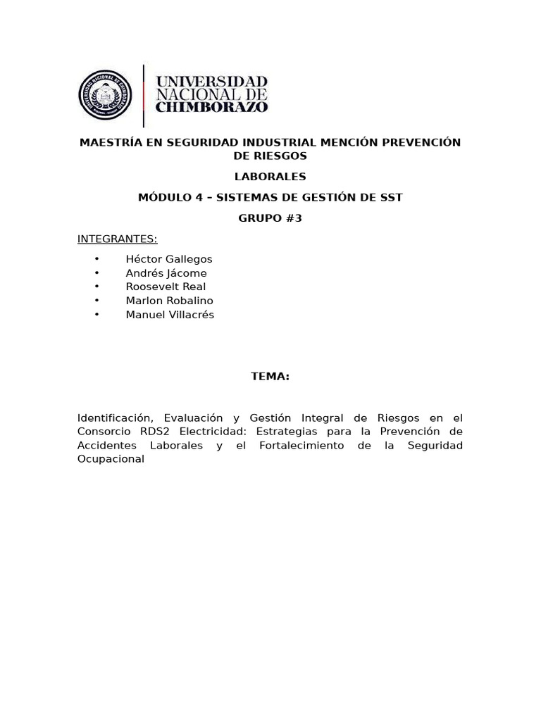 GRUPO3_CONSORCIO_RDS2 | PDF | Seguridad y salud ocupacional | Riesgo