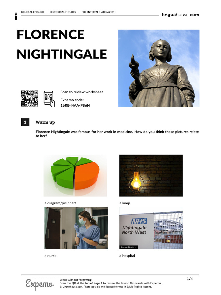 Florence Nightingale British English Teacher BW | PDF | Florence ...