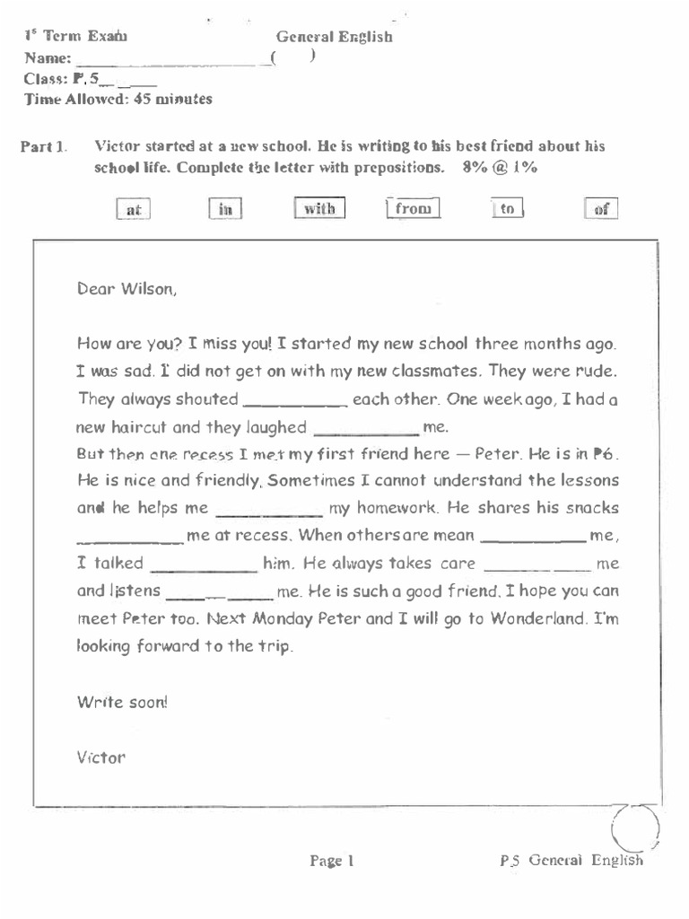 P5 - English Mid Term | PDF