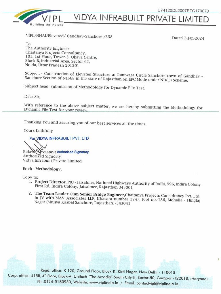 358 Regarding Submission of Methodology For Dynamic Pile Test. | PDF