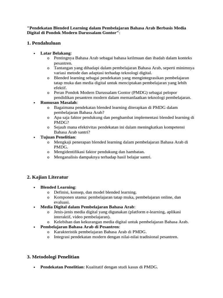 Pendekatan Blended Learning Dalam Pembelajaran Bahasa Arab Berbasis | PDF