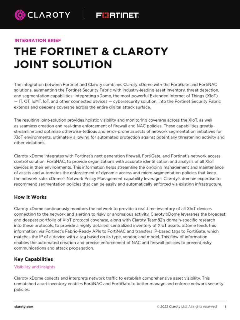 2022 q3 Global Xdome Fortinet Integration-Brief | PDF | Internet Of Things | Computer Network