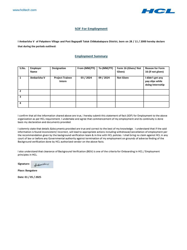 SOF Ambarisha V | PDF