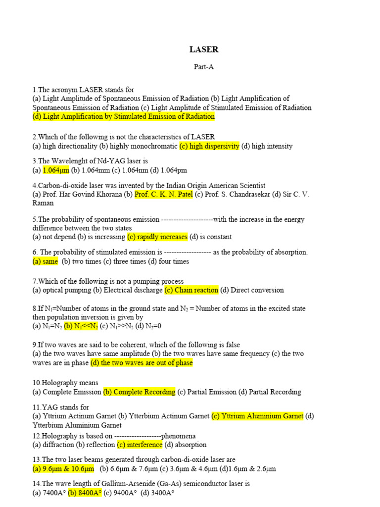 Physical Sciences - Part A - Engineering Physics Question Bank With Answer 10.12.23 | PDF ...