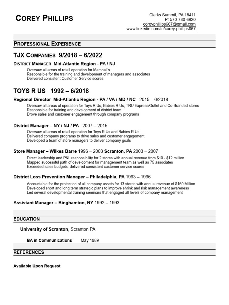 Resume Corey Phillips Resume 1 | PDF