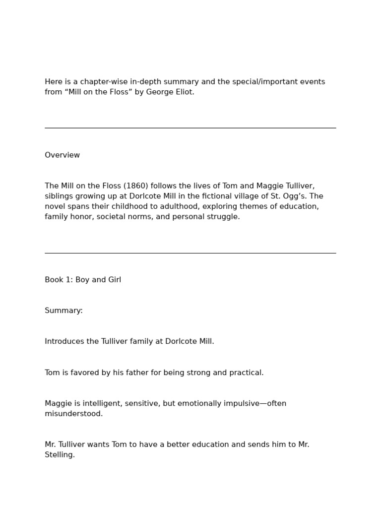 Mill On The Floss Analysis | PDF | The Mill On The Floss
