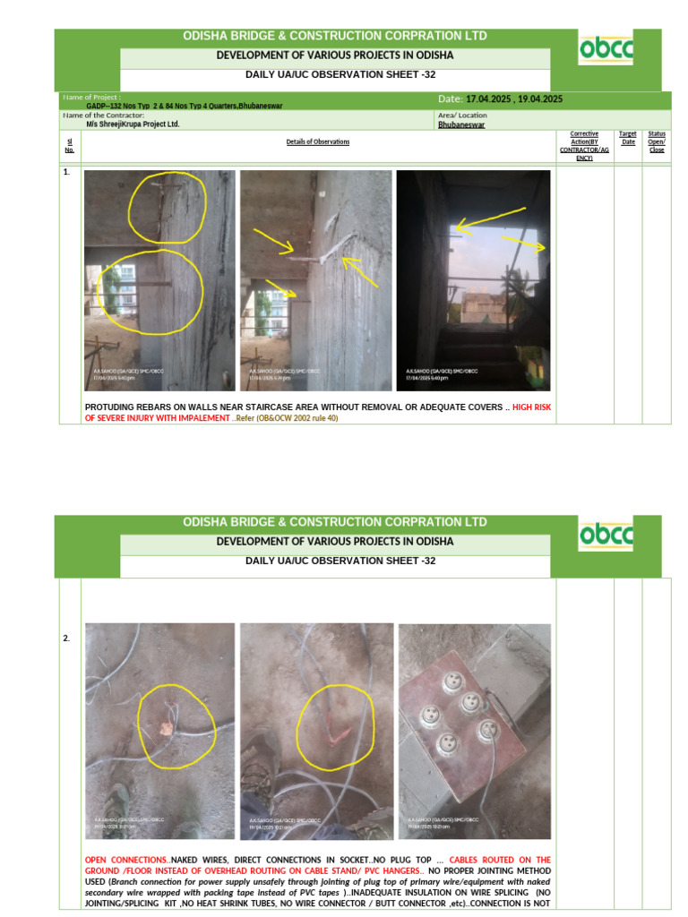 011 DAILY Observation Sheet-REPORT - 32 Gadp 2 | PDF | Electrical ...