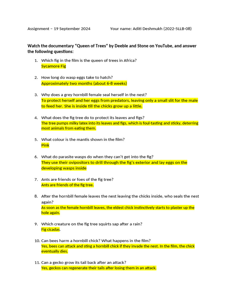 Insights from "Queen of Trees" Documentary | PDF | Ficus | Nest