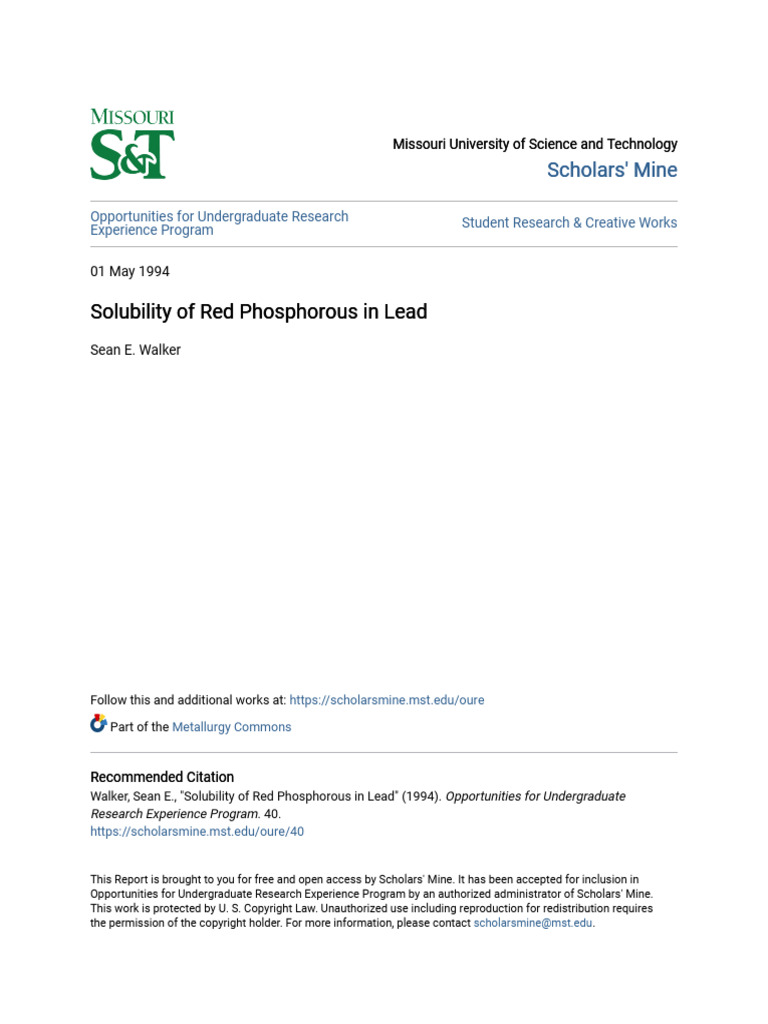 Solubility of Red Phosphorous in Lead | PDF | Solubility | Temperature