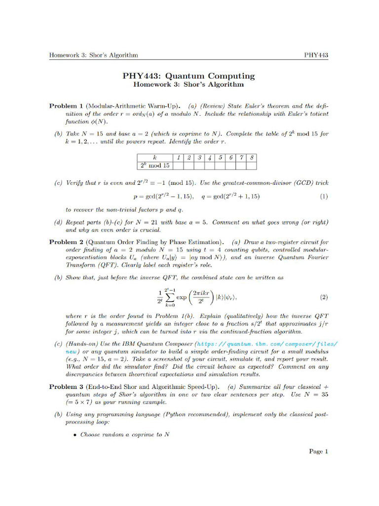 Shor's Algorithm | PDF