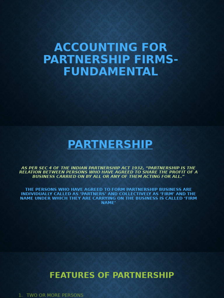 Accounting For Partnership Firms-Fundamental | PDF