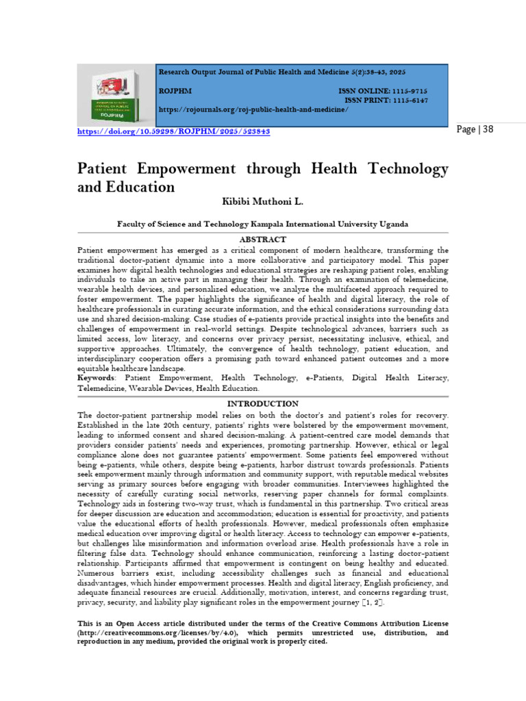 Patient Empowerment Through Health Technology and Education (WWW - Kiu ...