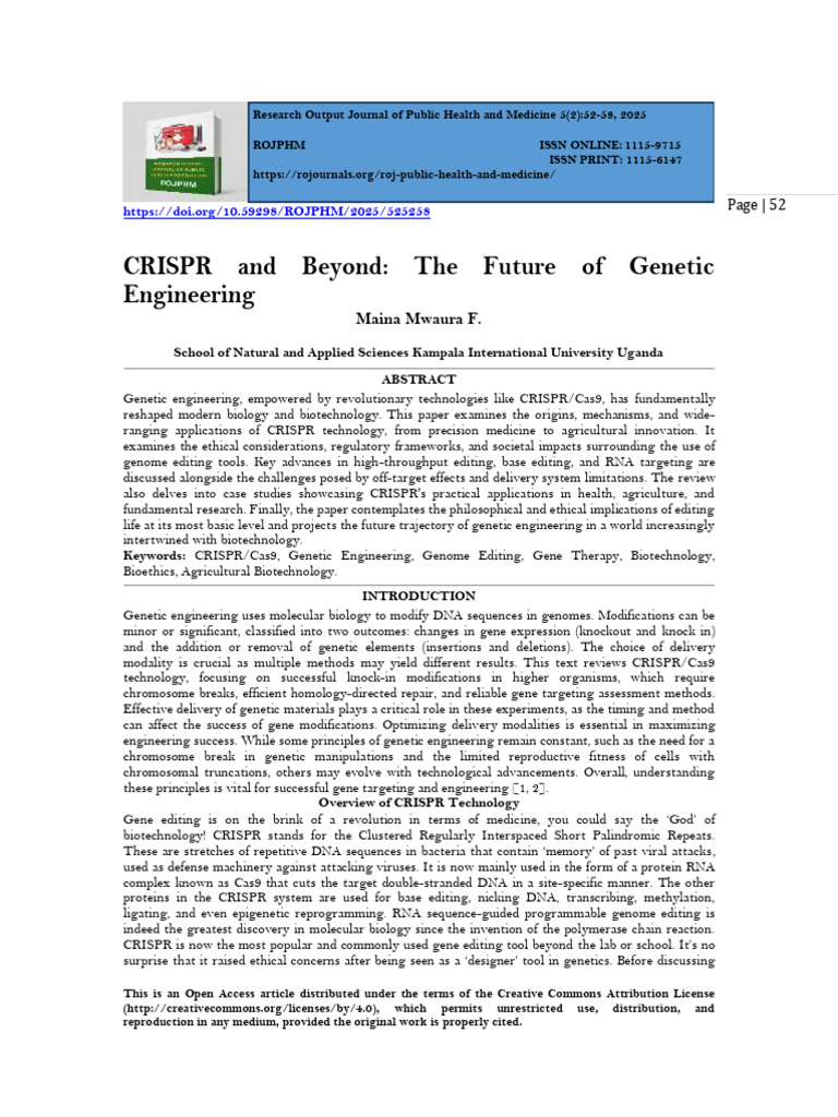 CRISPR-Cas9: Transforming Genetic Engineering | PDF | Crispr | Genetic ...