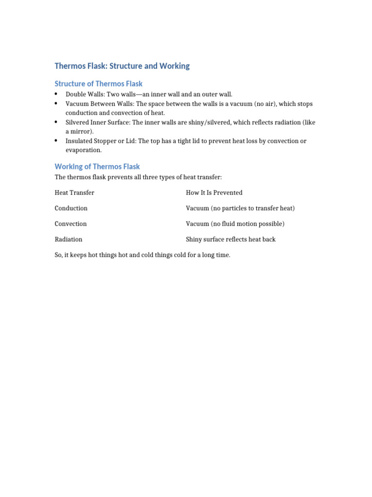 Thermos Flask Structure Working | PDF