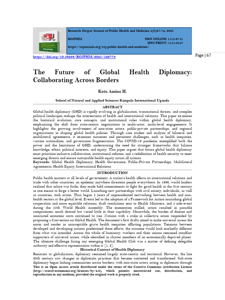 The Future of Global Health Diplomacy: Collaborating Across Borders ...