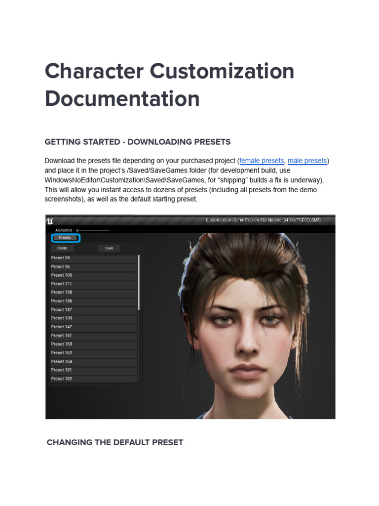 Character Customization Documentation | PDF | Software | Computing