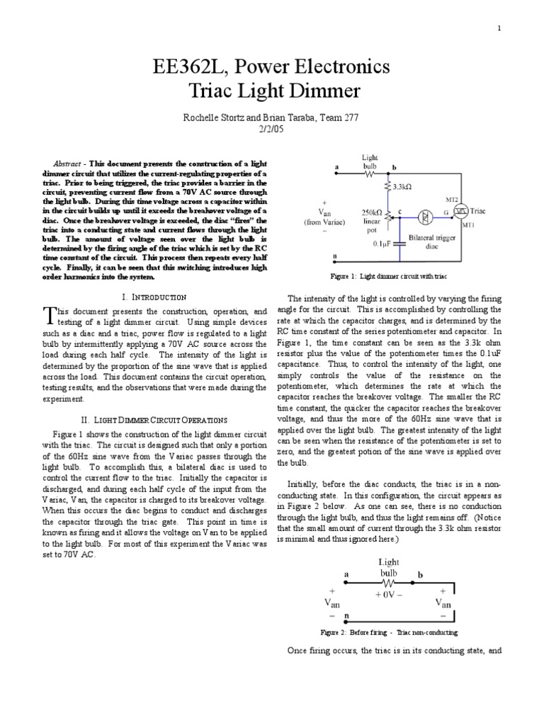1 EE462L Sample Report Light Dimmer | PDF | Capacitor | Amplitude