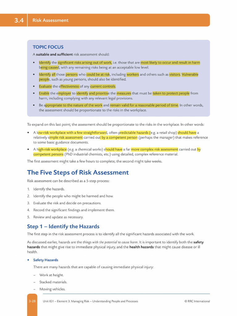Five Steps of Risk Assessment Process | PDF | Personal Protective ...