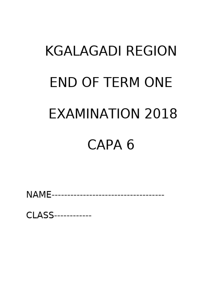 CAPA END OF TERNM 1 2018 STD 6.docx (EDITED) | PDF | Foods | Wound