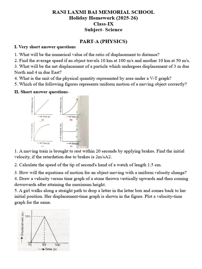 Class Ix Science Holiday Homework 2025-26 | PDF | Water | Temperature