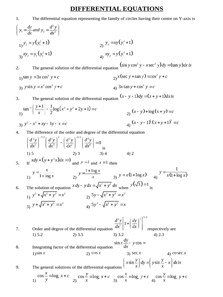 Differential Equations Solutions Guide | PDF | Equations | Differential ...