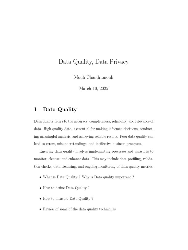 Data Quality and Privacy Essentials | PDF | Data Quality | Privacy