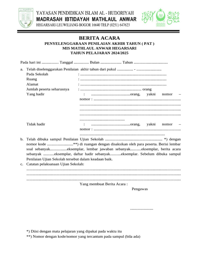 BERITA ACARA PAT | PDF