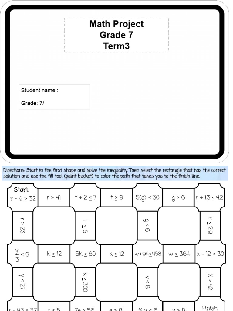 Grade 7 Math Inequalities Project | PDF