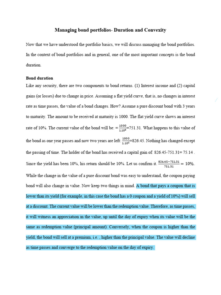 Fixed Income Portfolio Duration Notes - Unlocked | PDF | Bonds (Finance ...