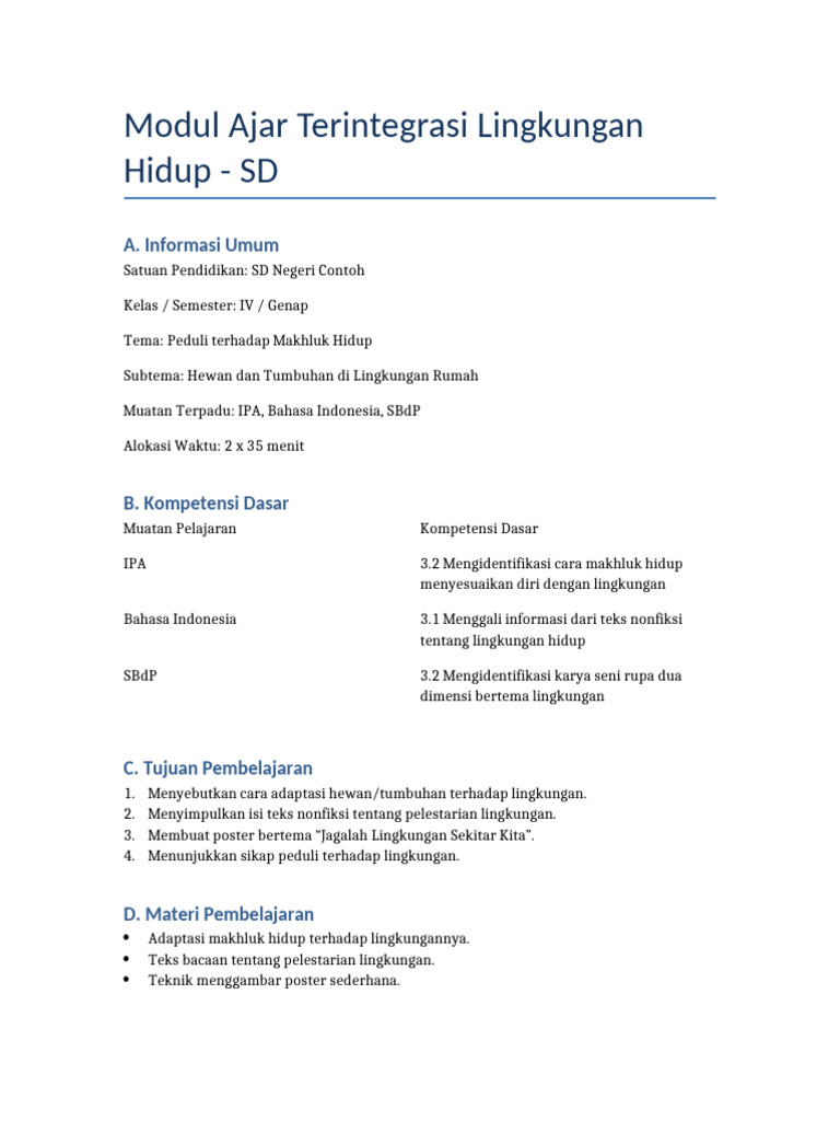 Modul Ajar Lingkungan SD | PDF