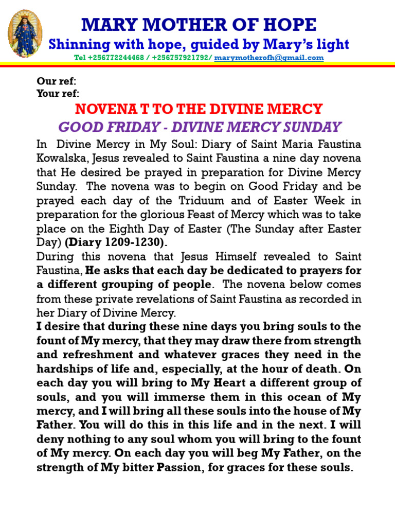 Novena To The Divine Mercy | PDF | Mercy | God In Christianity