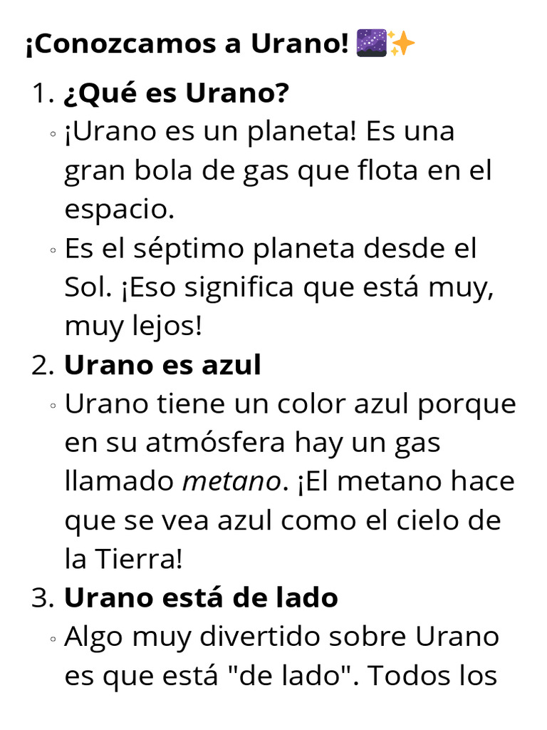 ¡Conozcamos A Urano! ? | PDF