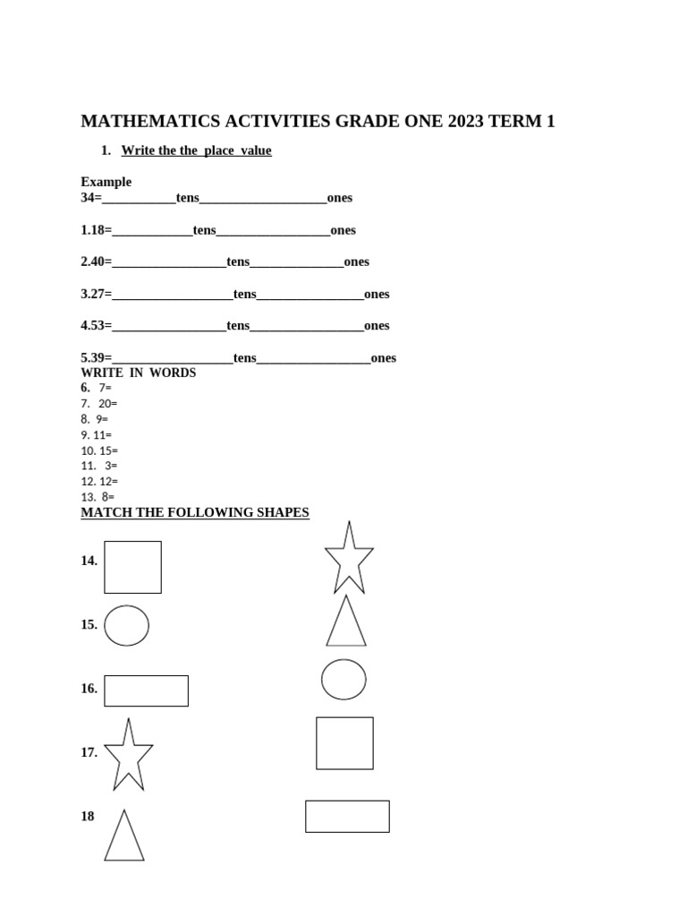 Grade 1 Maths | PDF