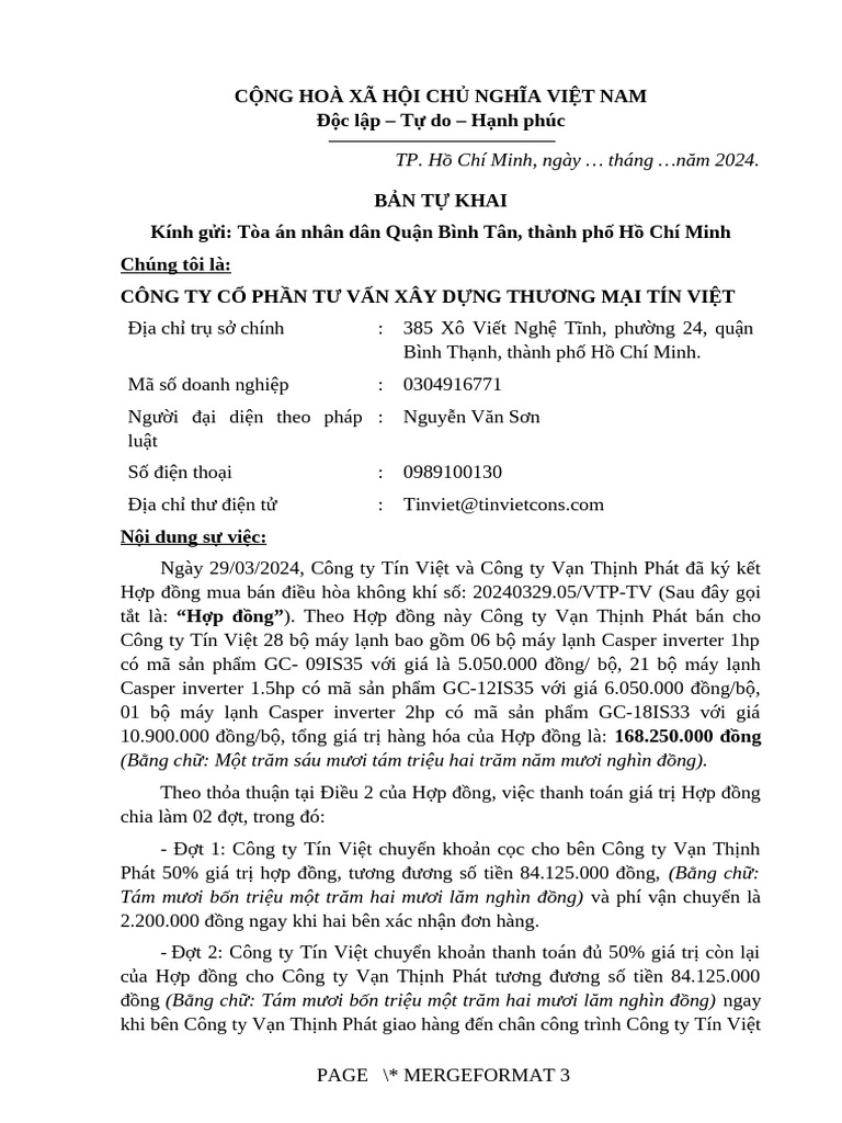 BẢN TỰ KHAI | PDF