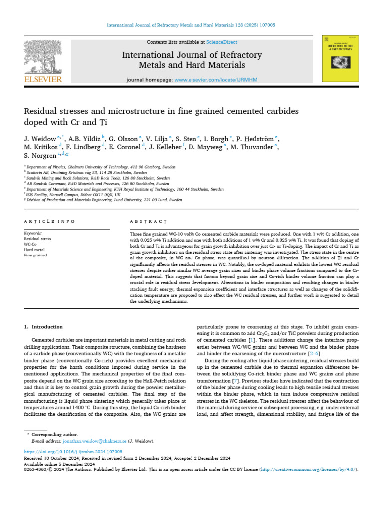 Residual Stresses and Microstructure in Fi 2025 International Journal of Ref | PDF | Sintering ...