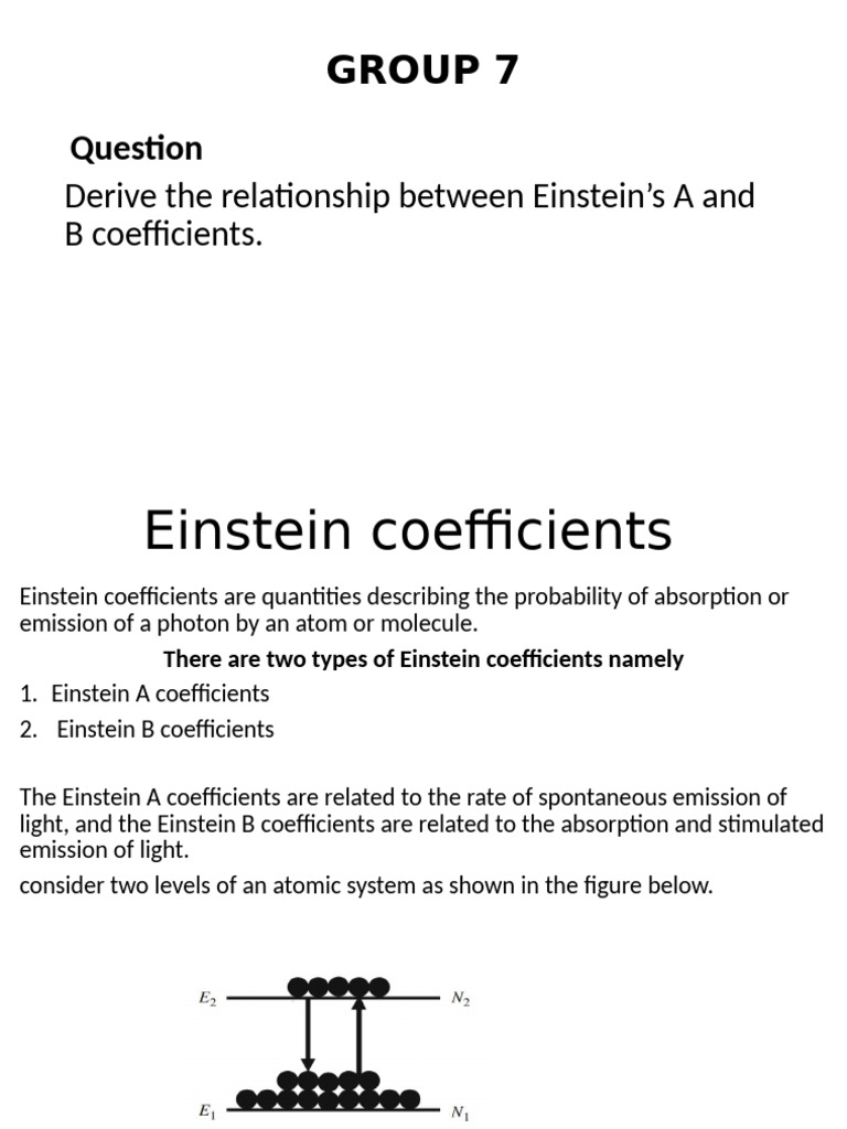 Einstein Coefficients | PDF | Emission Spectrum | Scientific Phenomena