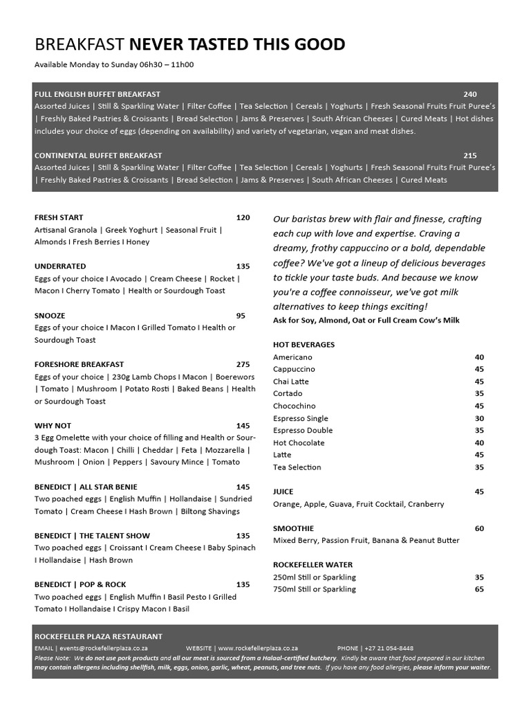 Rockefeller Plaza Restaurant Menu | PDF | Sushi | Salad