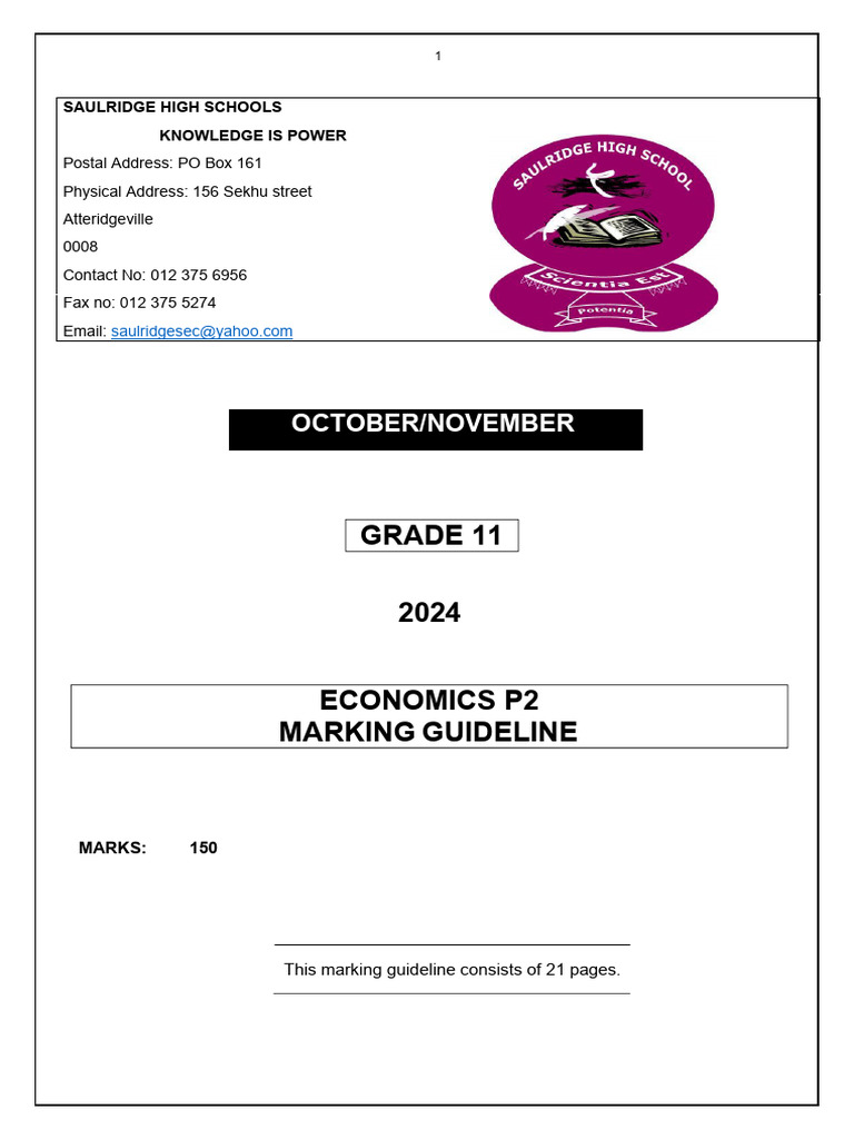 ECONOMIC P2 GR11 MEMO NOV2023 - English | PDF | Elasticity (Economics) | Agriculture